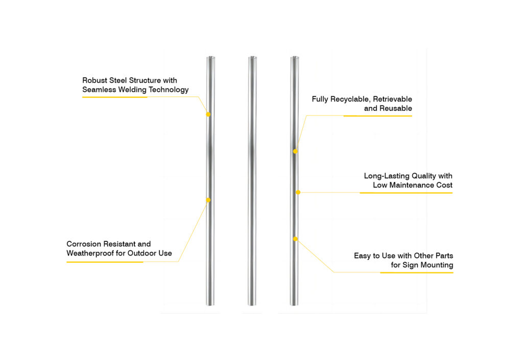 OPTRAFFIC Sign Pole & Traffic Sign Post - Metal Sign Pole