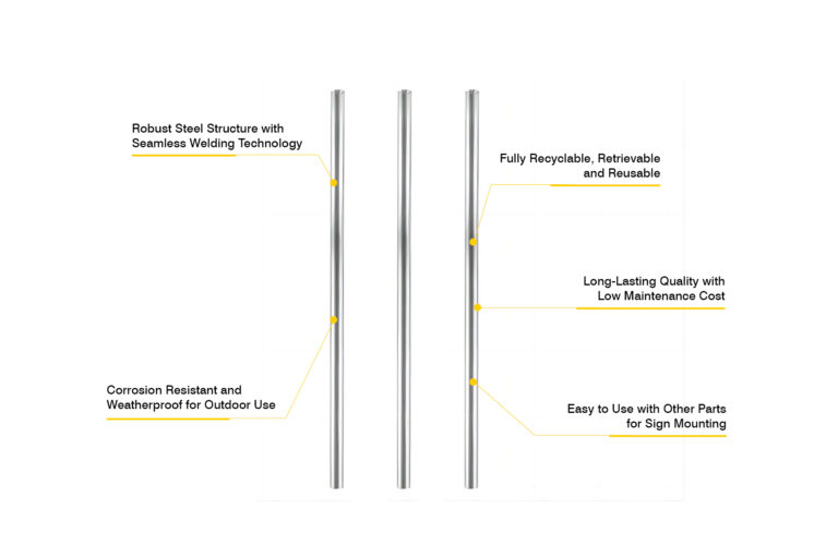OPTRAFFIC Sign Pole & Traffic Sign Post - Metal Sign Pole