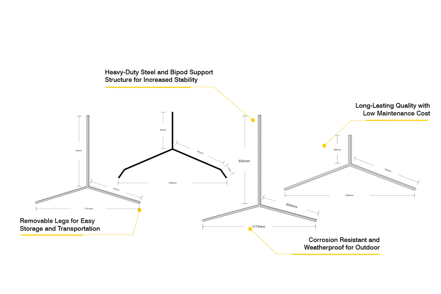 OPTRAFFIC Bipod Steel Legs - Y Stands for Temporary Safety Signs