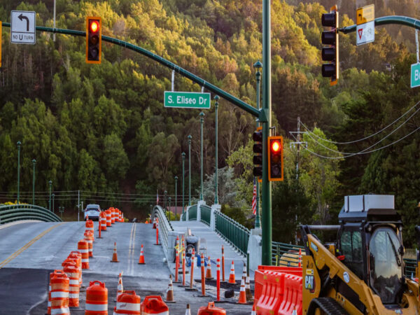 Construction Safety Cones in San Francisco Bay Bridge Repair