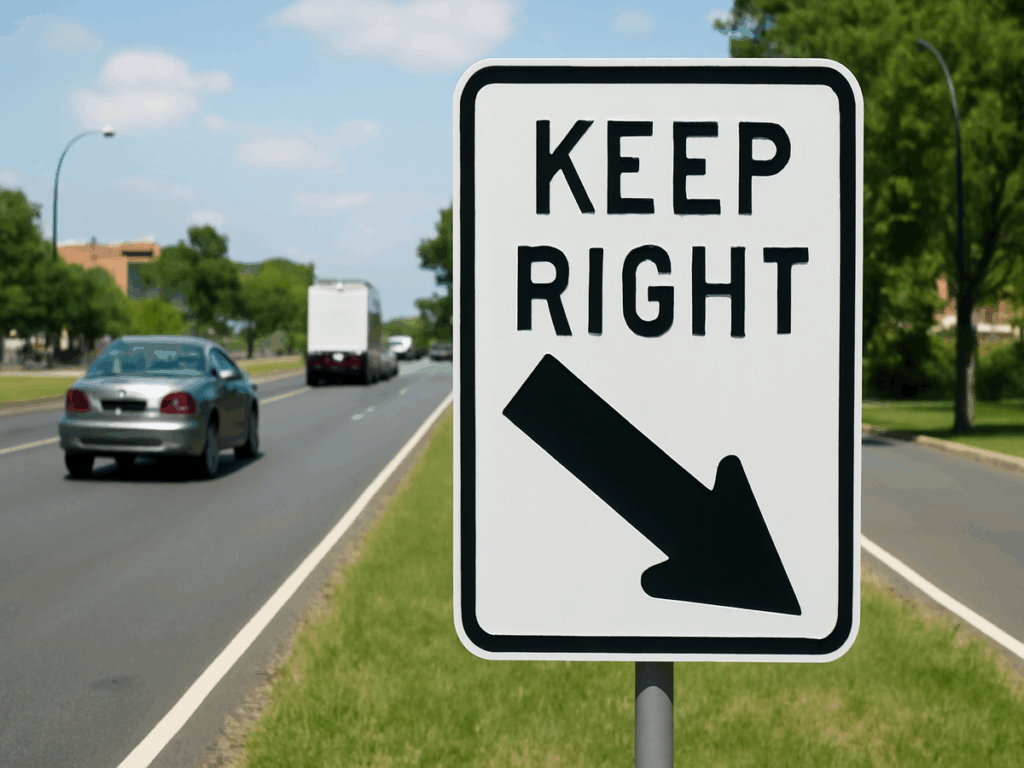 When and Where to Use KEEP LEFT and KEEP RIGHT Signs