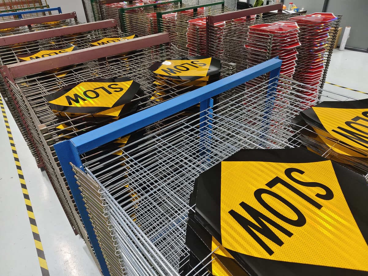 One Lane Traffic Control with Traffic Control Stop Slow Signs