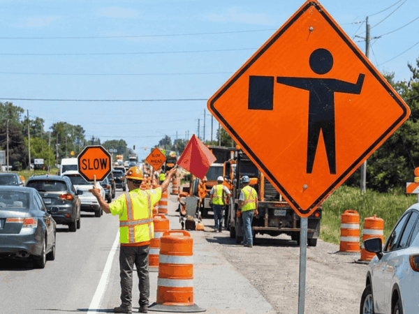 Flagging Operations: Flagger Ahead Sign & Buffer Zone Guide