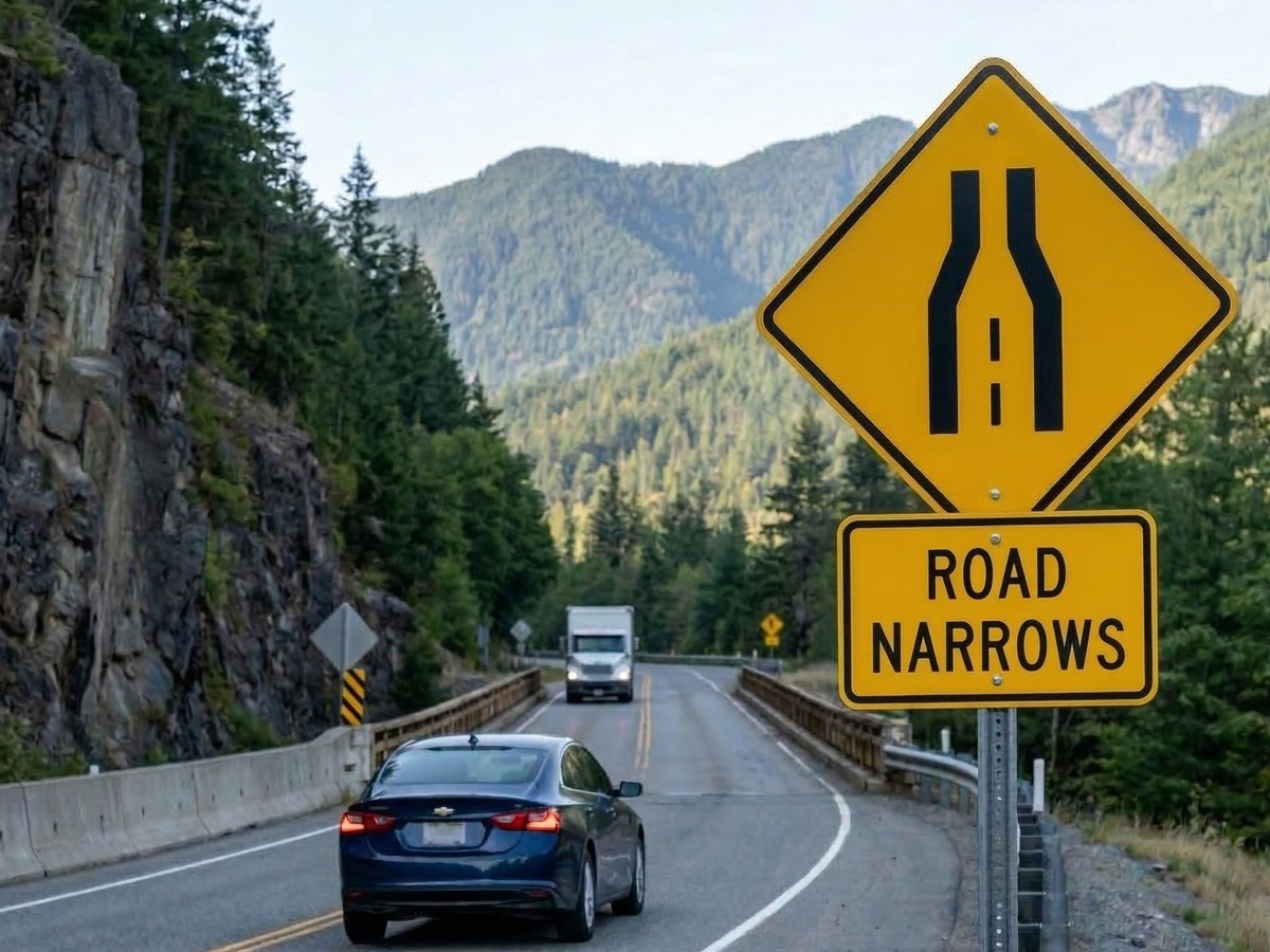 Road Narrows Sign Meaning and Its Role in Traffic Safety